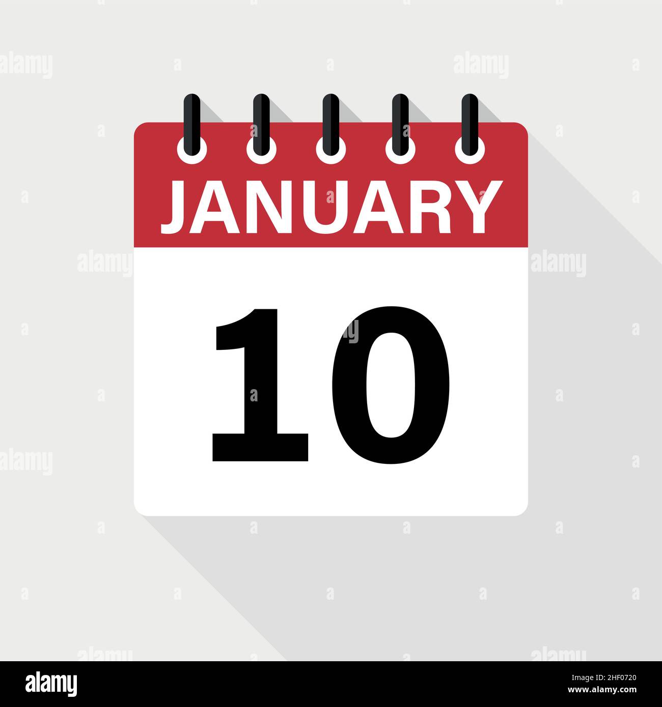 January Calendar Icon with shadow. Flat style. Date, day and month ...
