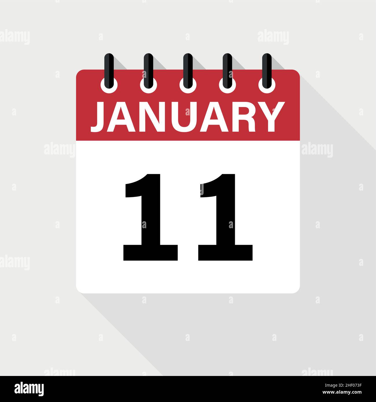 January Calendar Icon with shadow. Flat style. Date, day and month ...