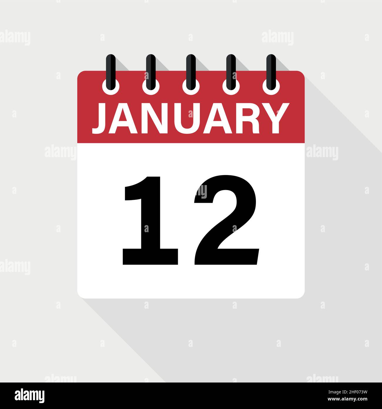 January Calendar Icon with shadow. Flat style. Date, day and month ...