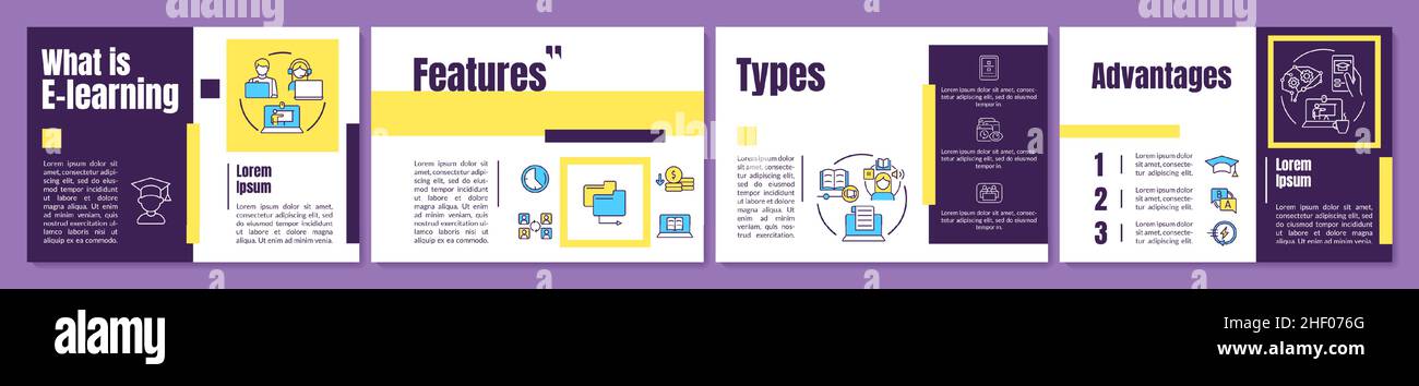 What is elearning purple and yellow brochure template Stock Vector ...