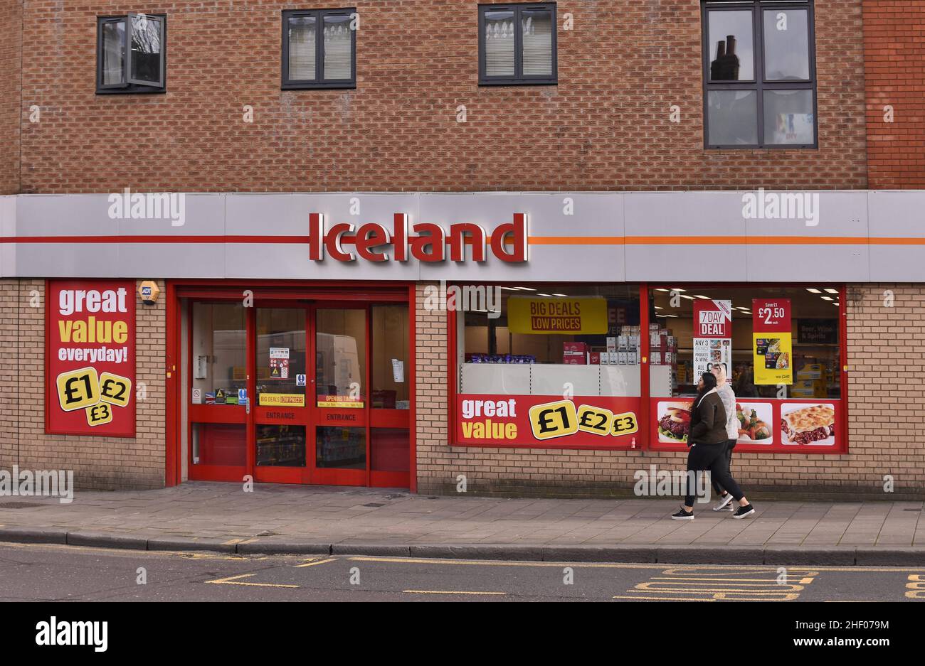 Iceland supermarket front entrance in Hackney east London UK Stock ...