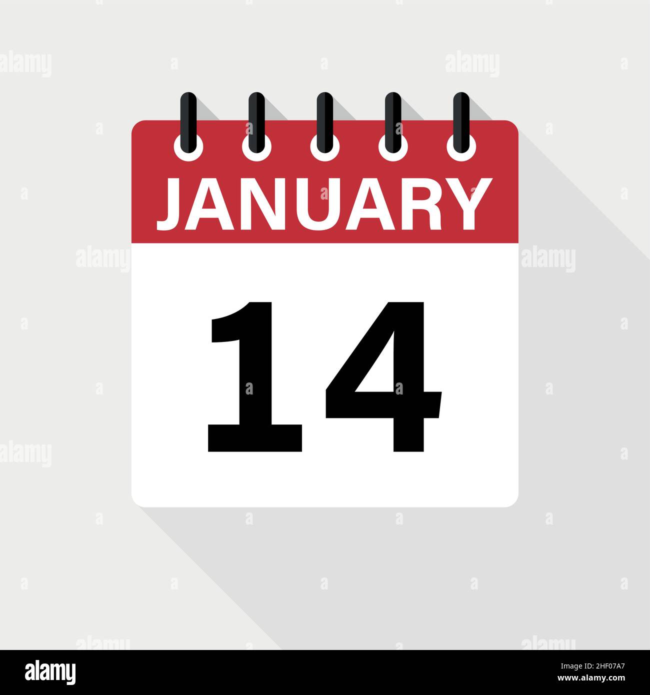 January Calendar Icon with shadow. Flat style. Date, day and month ...