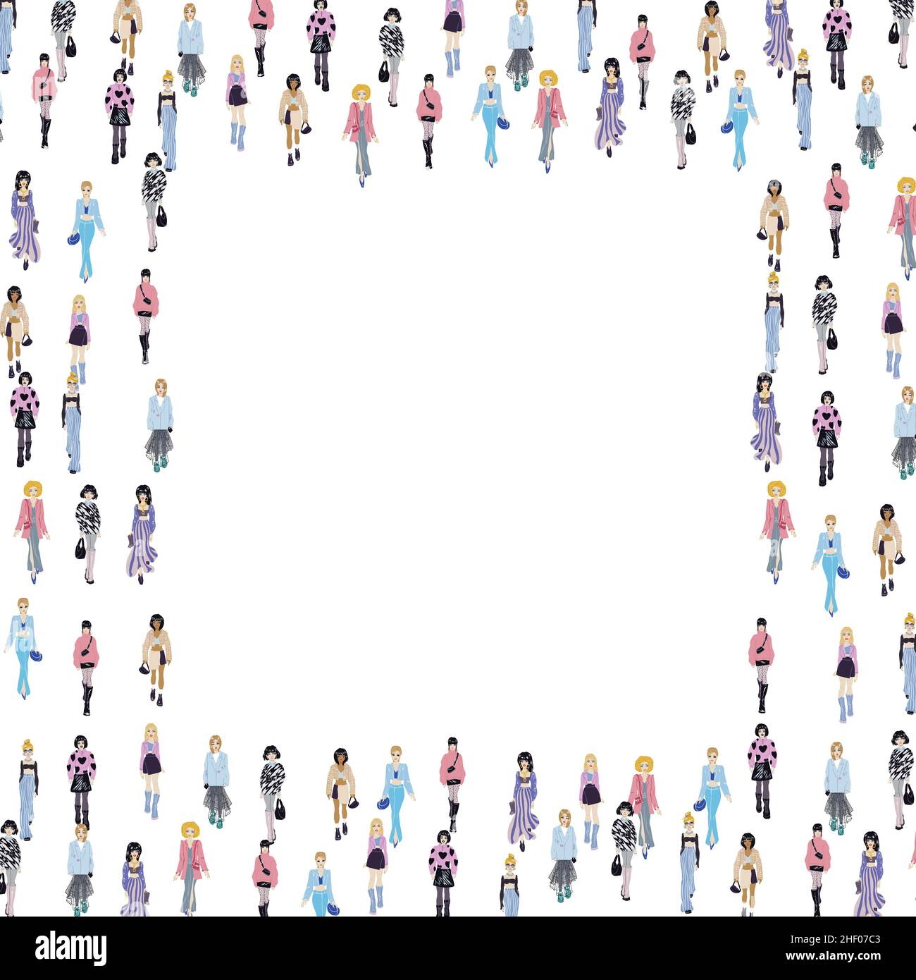 Women in trendy clothes. Fashion vector square frame Stock Vector Image ...