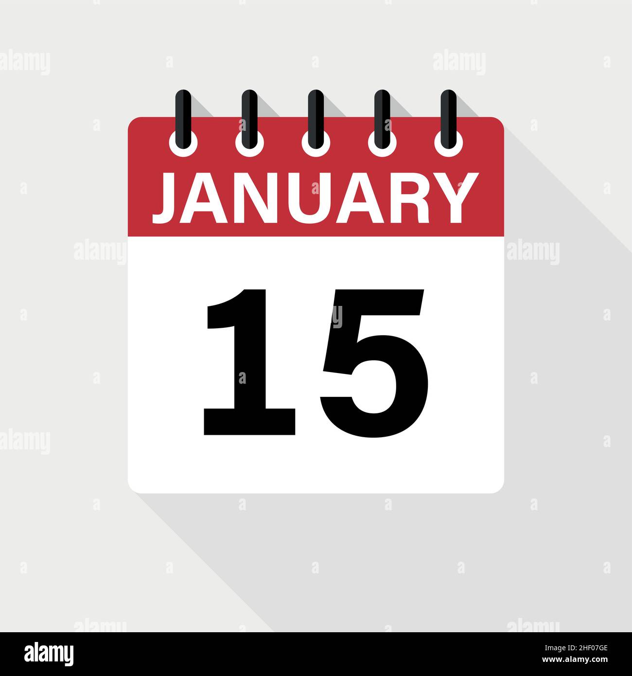 January Calendar Icon with shadow. Flat style. Date, day and month ...
