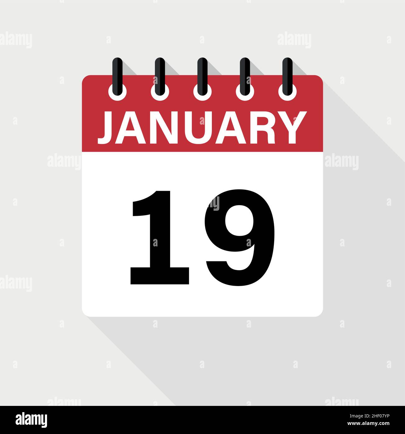 January Calendar Icon with shadow. Flat style. Date, day and month ...