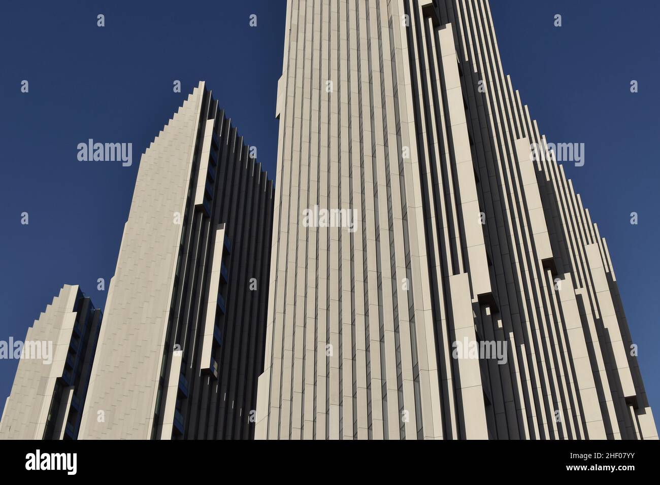 Upper Riverside - modern residential towers low angle view, North ...