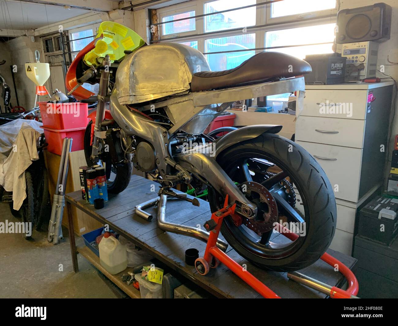 Ducati motorbikes being made Northampton UK stand standing racer racing ...