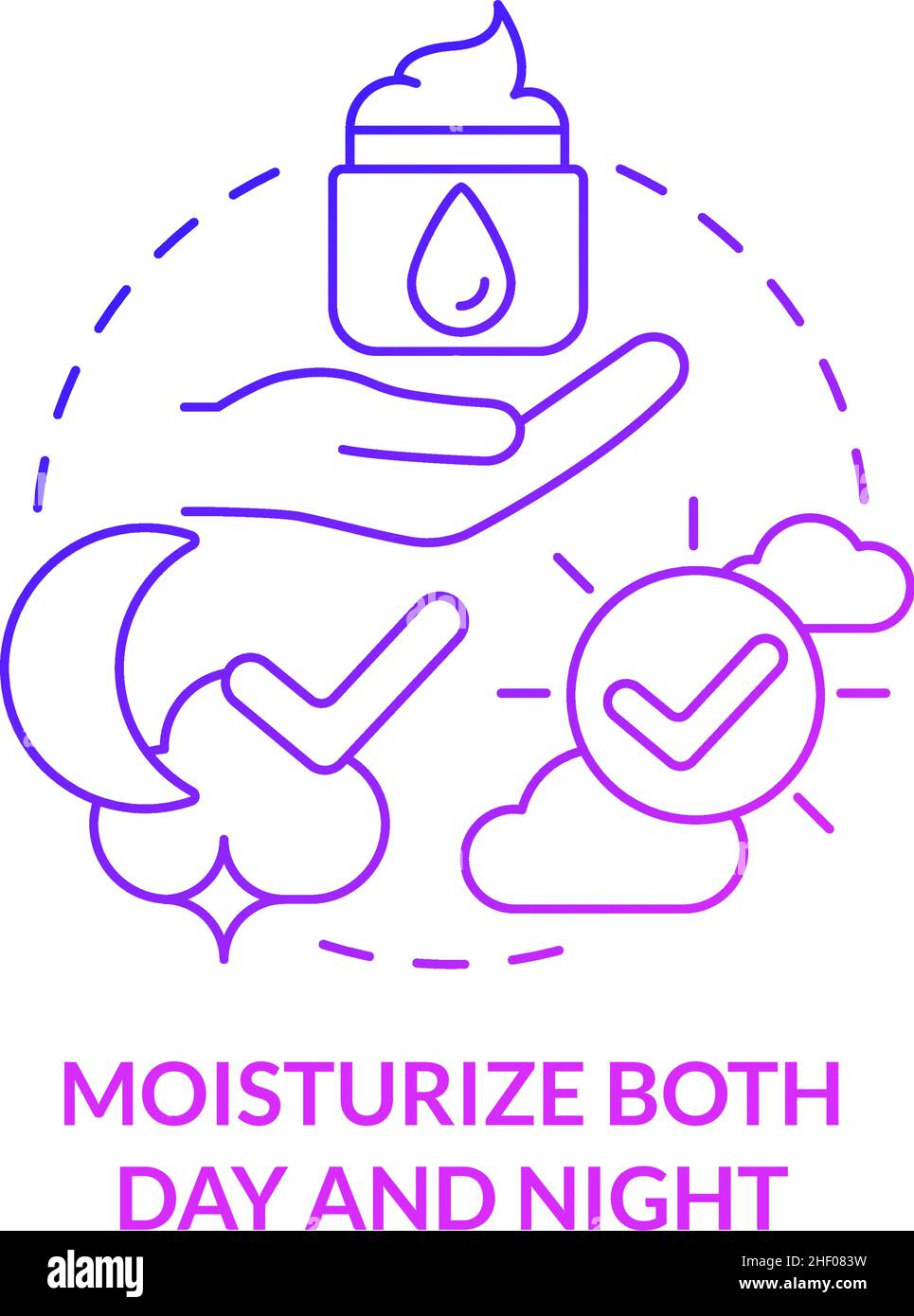 Moisturize both day and night purple gradient concept icon Stock Vector ...