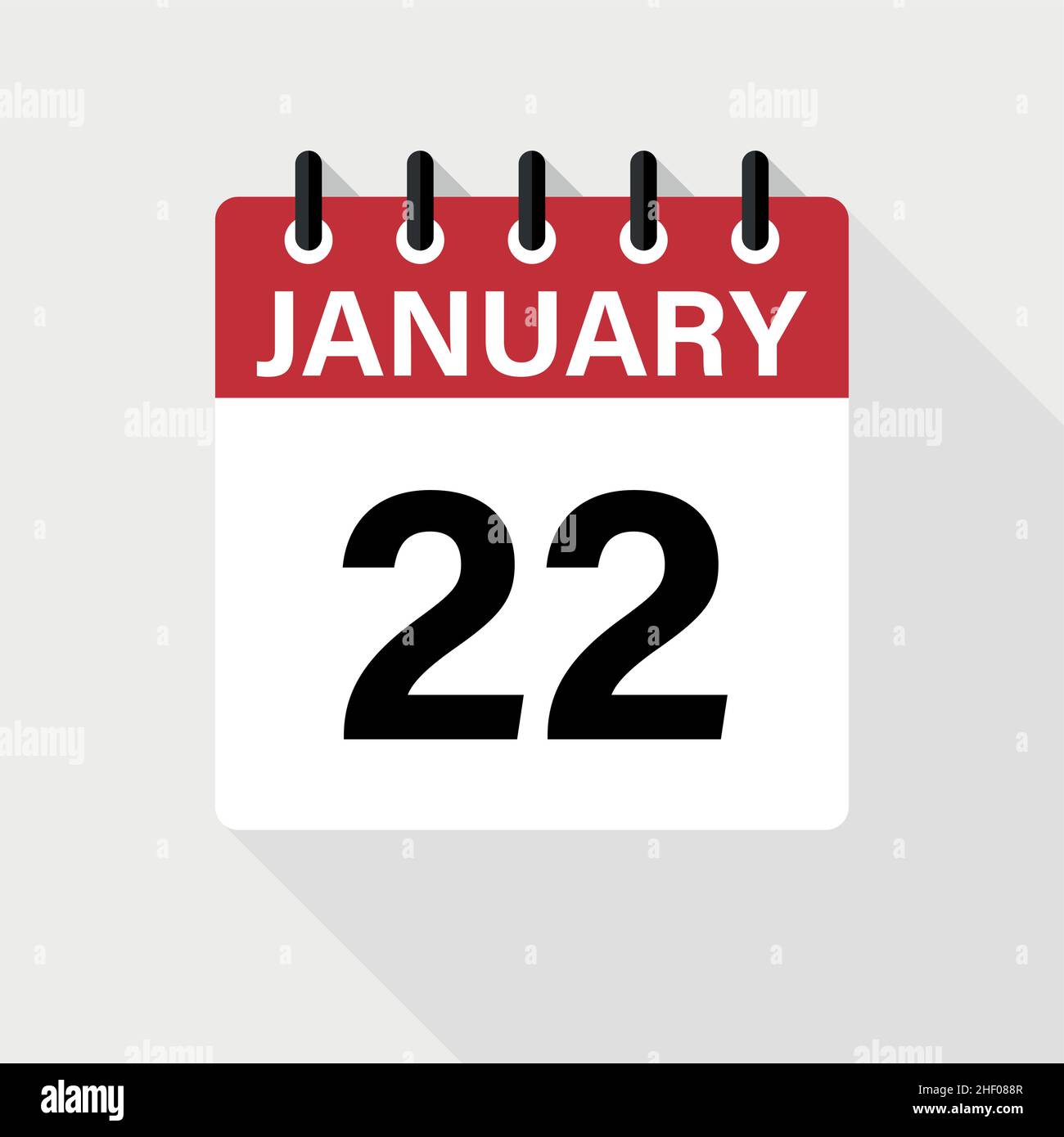 January Calendar Icon with shadow. Flat style. Date, day and month ...