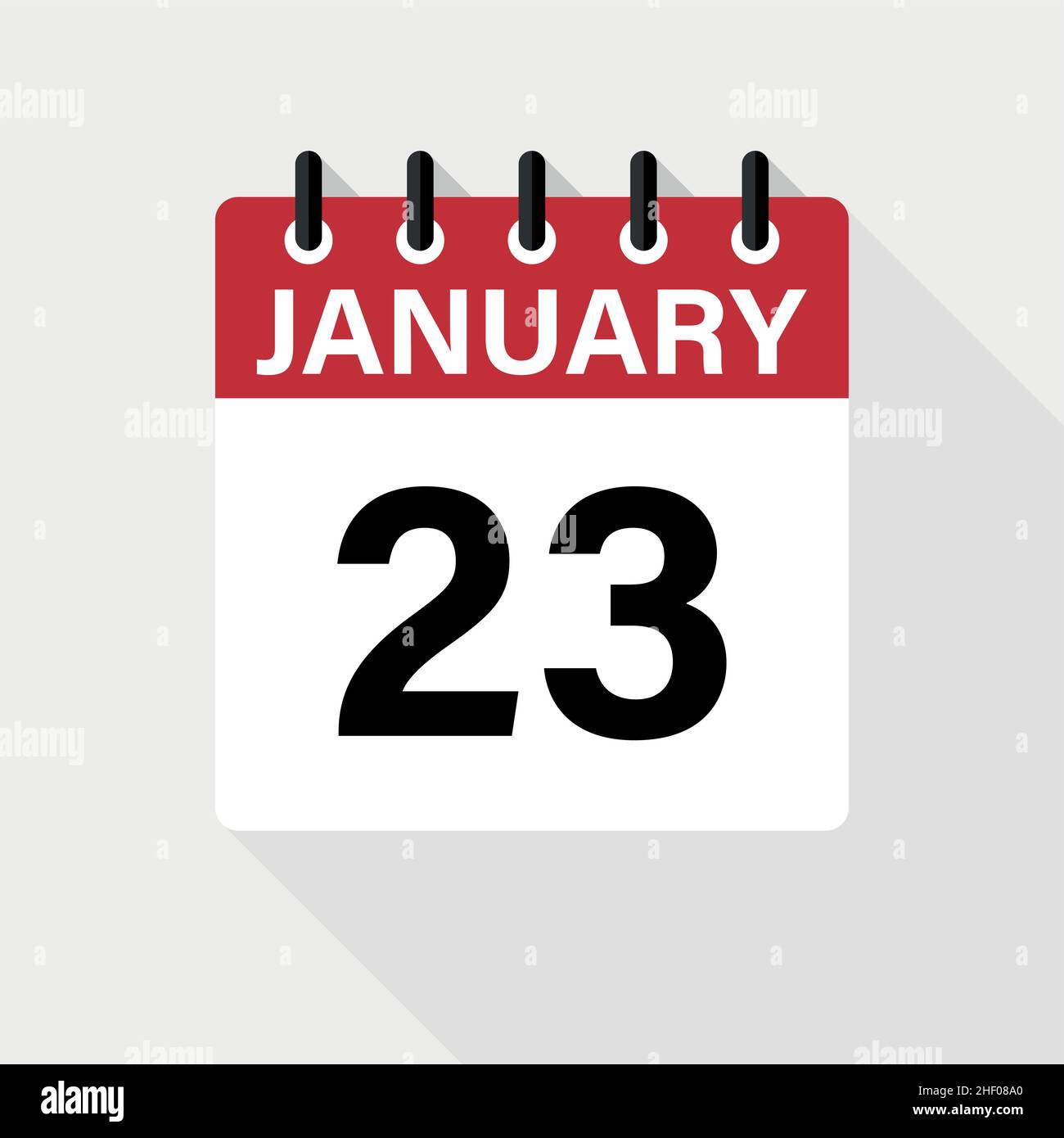 January Calendar Icon with shadow. Flat style. Date, day and month ...