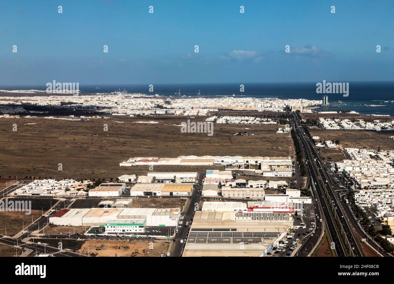 aerial of Arrecife, the capital of the spain island of Lanzarote Stock ...