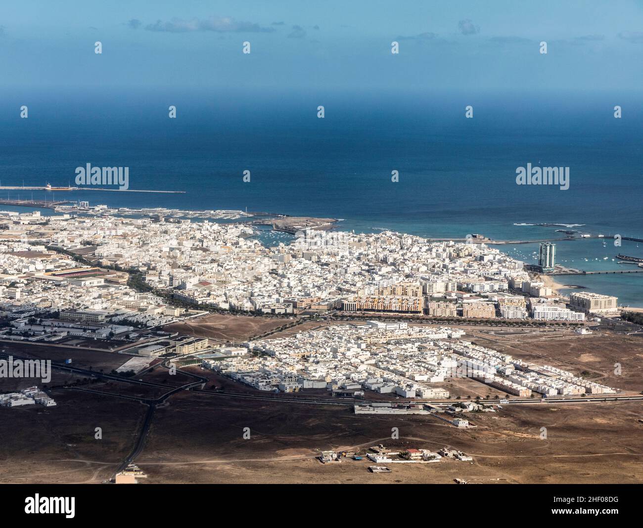 aerial of Arrecife, the capital of the spain island of Lanzarote Stock ...