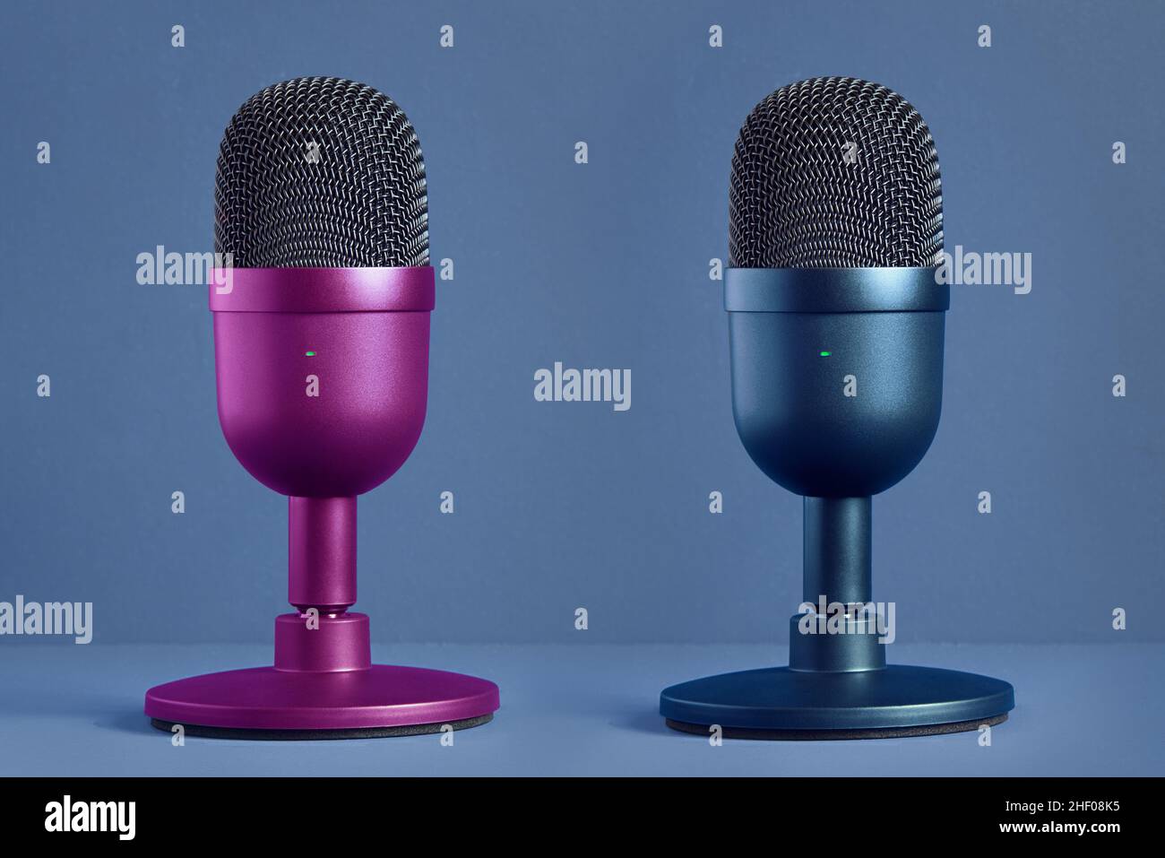 Two minimalist, modern and colorful microphones for streaming, gaming ...
