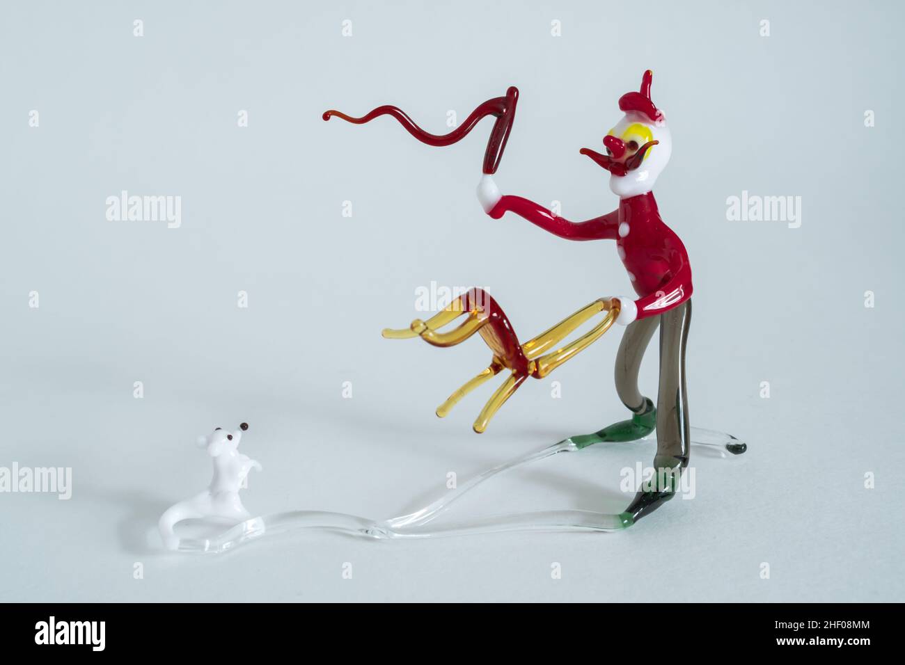 Lampwork Murano style Art Glass Man fending off / scared fear of Mice ...