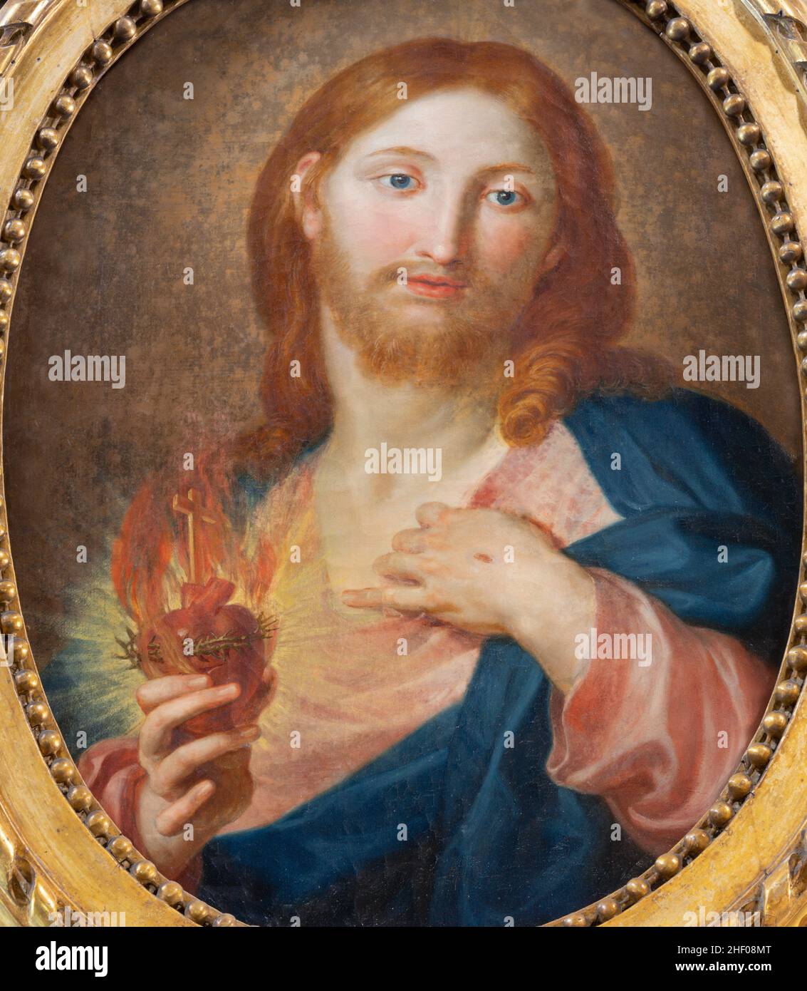 ROME, ITALY - AUGUST 29, 2021: The painting Heart of Jesus in the ...