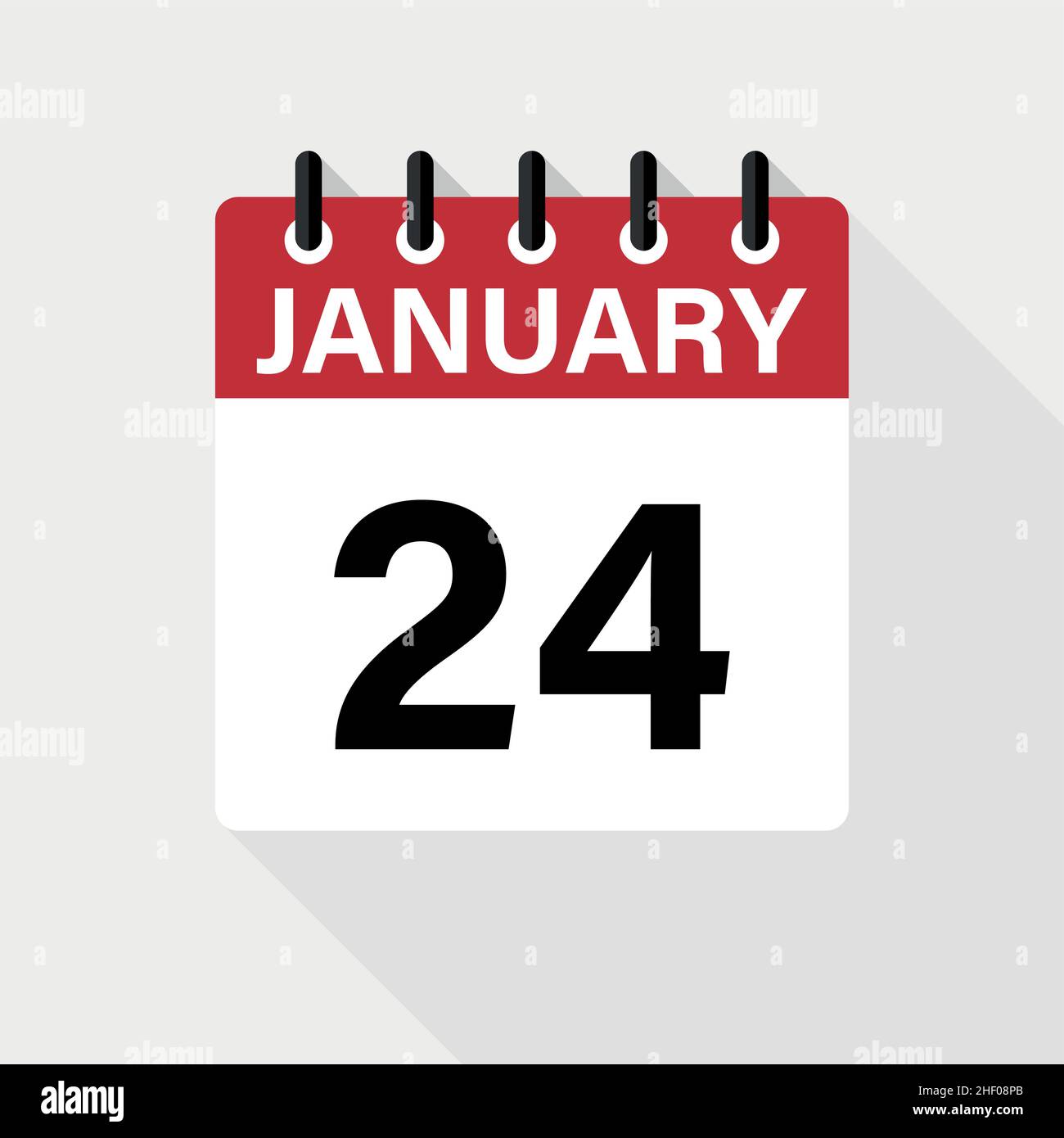 January Calendar Icon with shadow. Flat style. Date, day and month ...