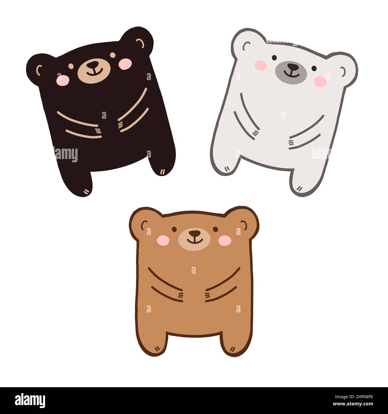 Set of three bears of color. Inclusivity concept for children in cute ...