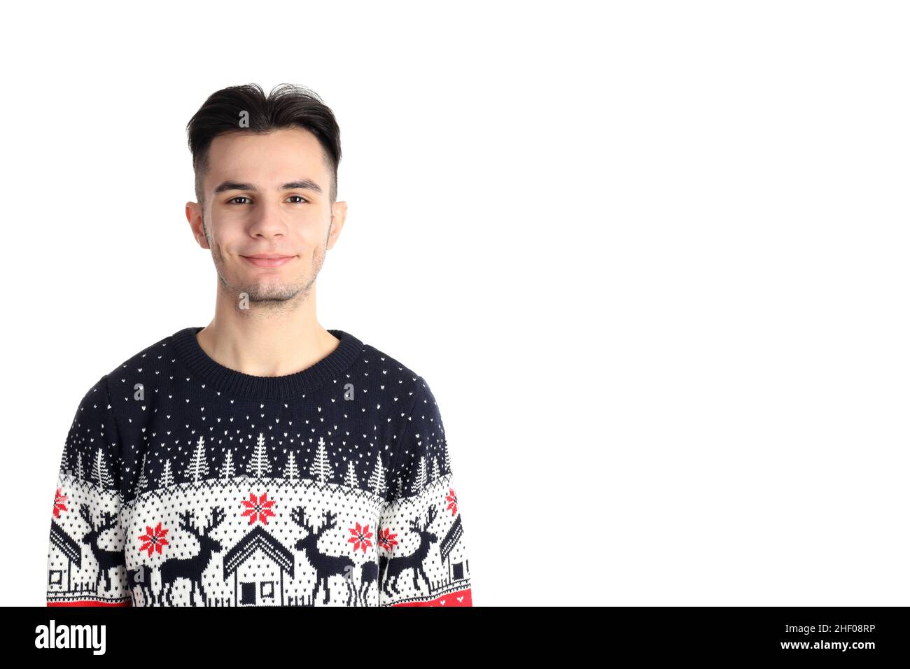 Attractive guy in sweater isolated on white background Stock Photo - Alamy