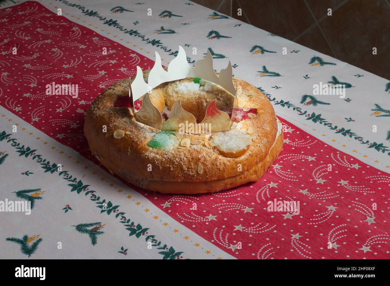 Traditional round or oval-shaped cake with a sweet creamy filling ...