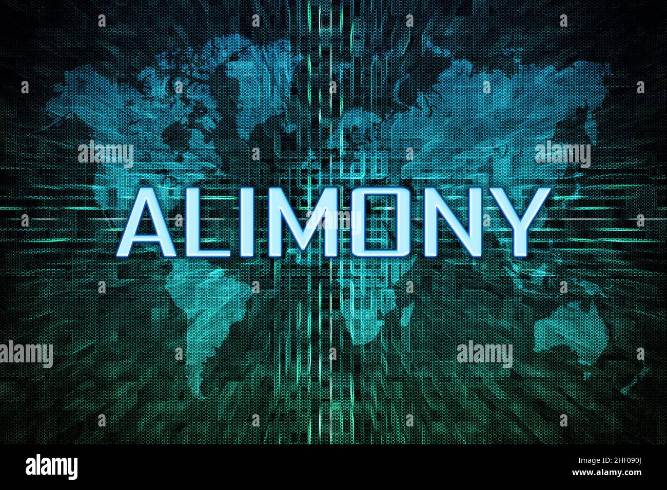 Alimony - text concept on green digital world map background Stock ...