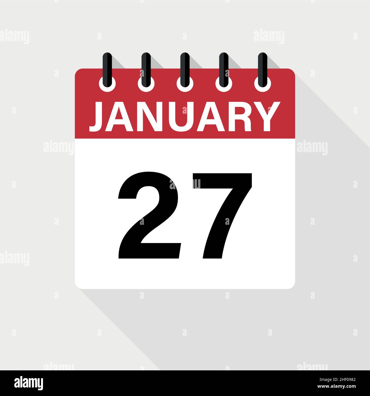 January Calendar Icon with shadow. Flat style. Date, day and month ...