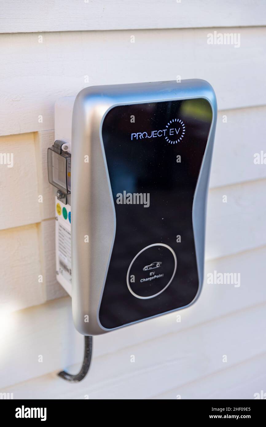 Electric Car home charging point - EV Stock Photo - Alamy