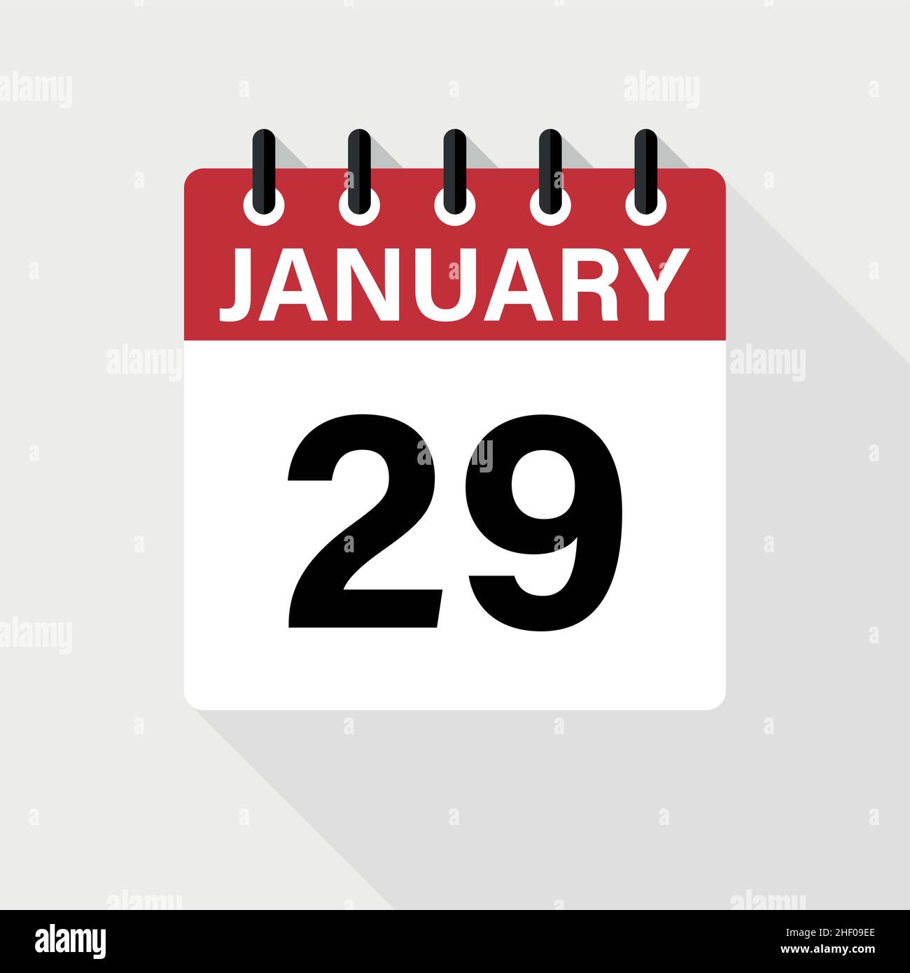 January Calendar Icon with shadow. Flat style. Date, day and month ...