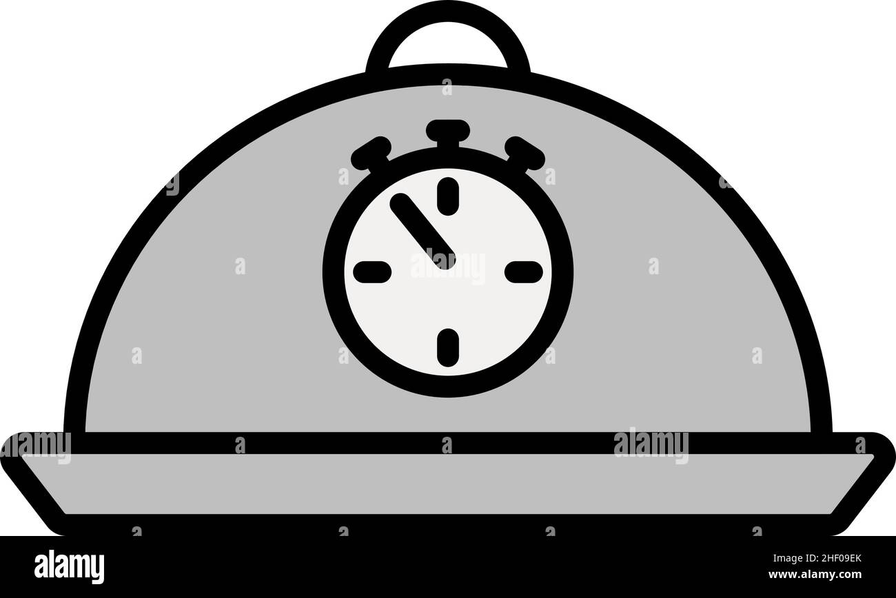 Cloche With Stopwatch Icon. Editable Bold Outline With Color Fill ...