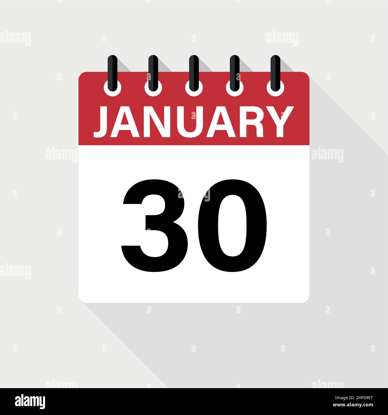 January Calendar Icon with shadow. Flat style. Date, day and month ...