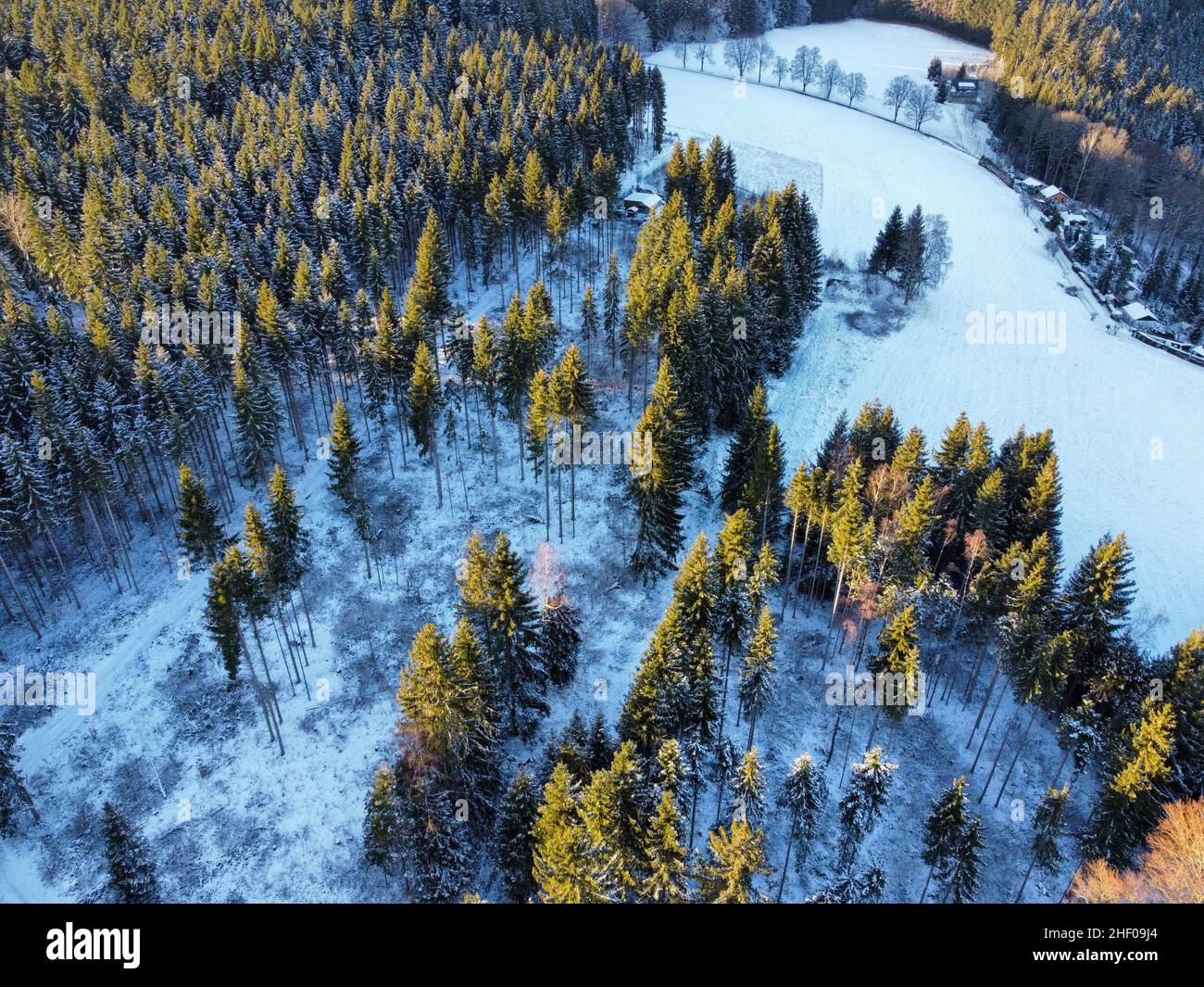 Winter landscape in the ore mountains Stock Photo - Alamy