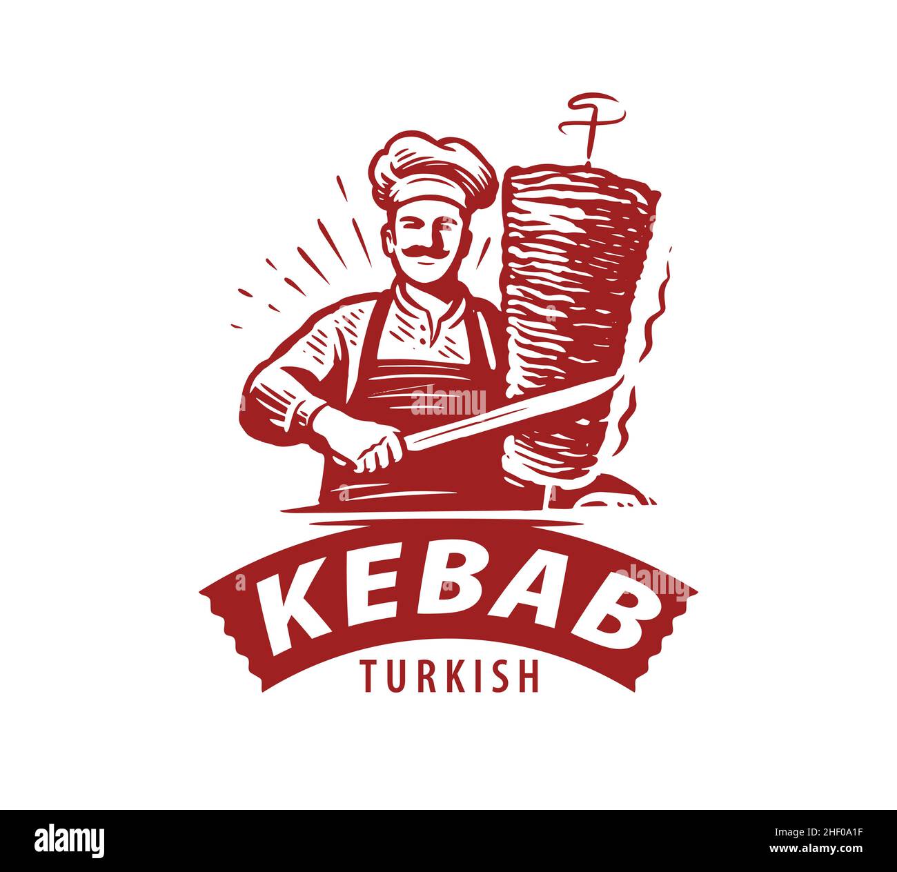 Shawarma kebab logo design. Vector label for turkish and arabic fast ...