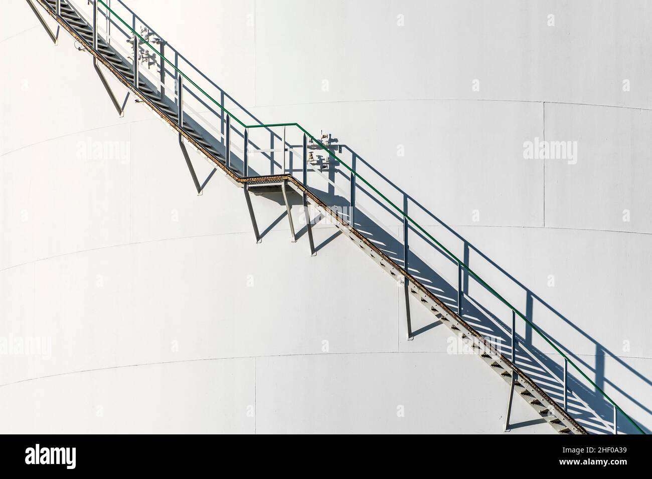 detail of staircase of a huge white silo Stock Photo - Alamy