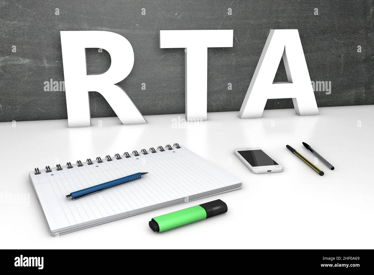 RTA - Real Time Advertising - text concept with chalkboard, notebook ...