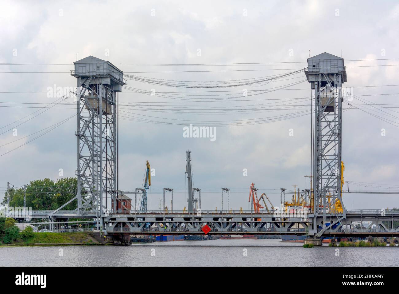 Kaliningrad, view of the two-tier bridge over the Pregolya River Stock ...