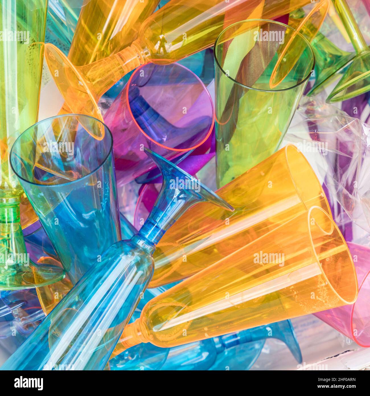 colorful plastic sparkling wine glasses in a litterbox Stock Photo - Alamy