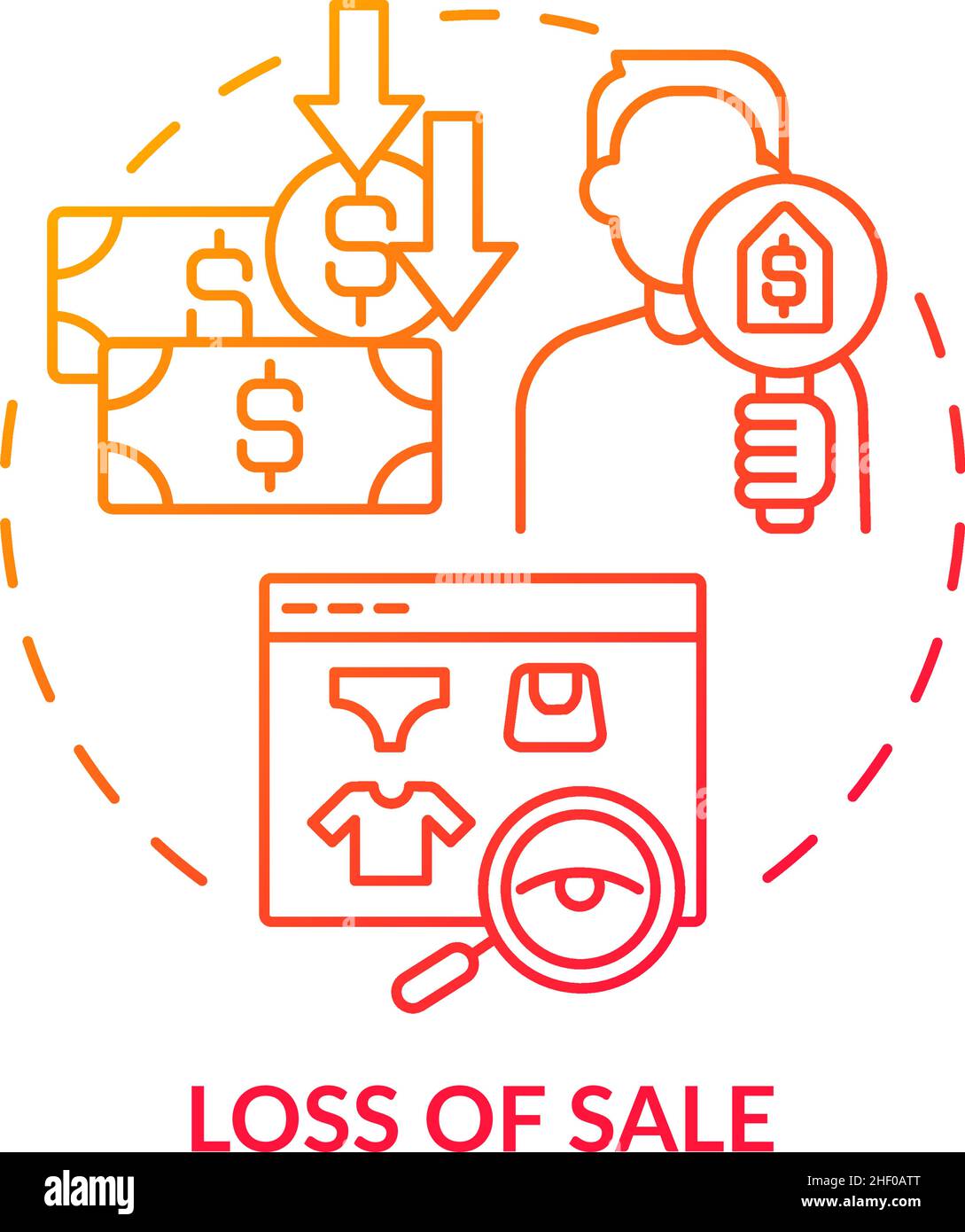 Loss of sale red gradient concept icon Stock Vector Image & Art - Alamy