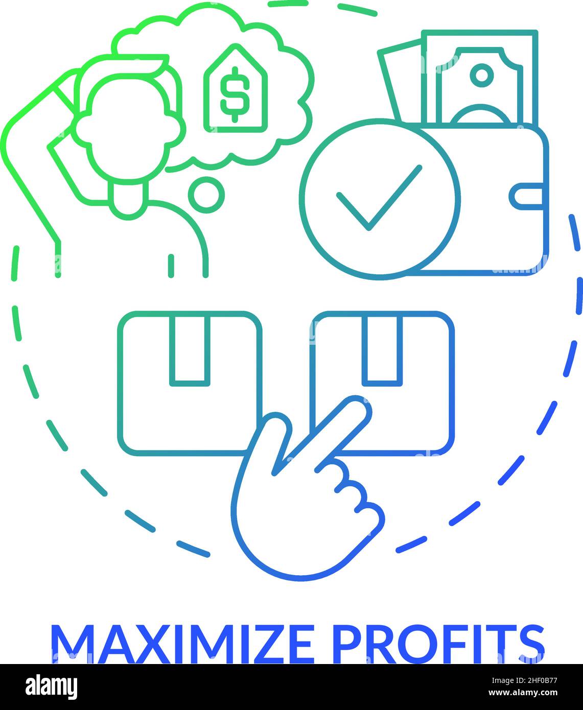 Maximize profits green blue gradient concept icon Stock Vector Image ...