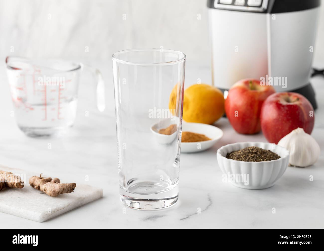 Ingredients surrounding blender for preparing a detox smoothie Stock ...
