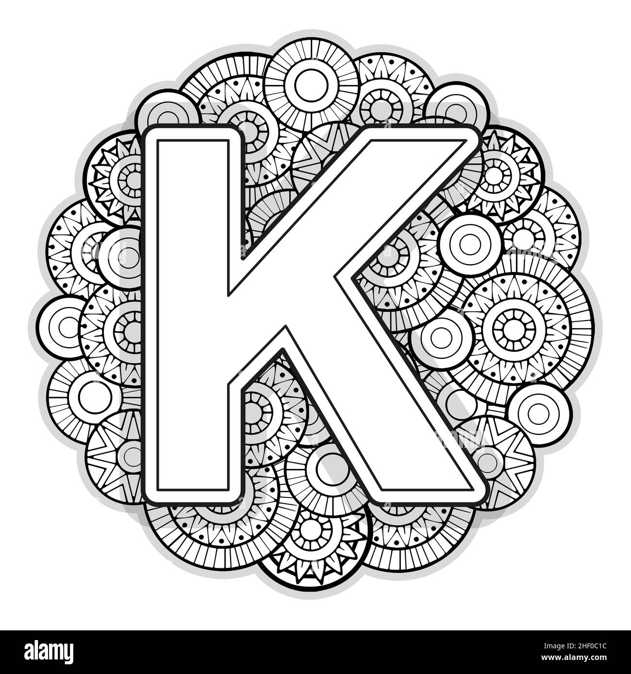 Vector Coloring page for adults. Contour black and white Capital ...