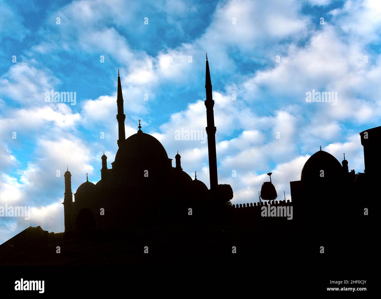 Saladin Citadel in Cairo in dark shadow with blue sky Stock Photo - Alamy