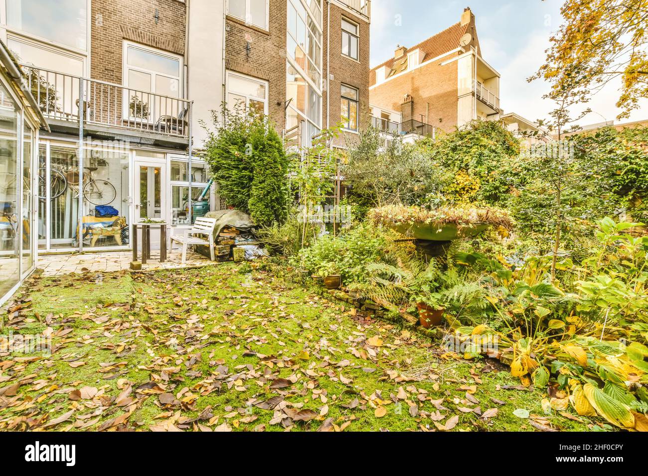 Pretty landscape of the courtyard of the house with greenery Stock ...