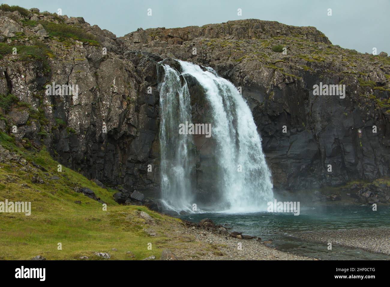 Waterfall on river Fossa at Fossfjördur,West Fjords,Iceland,Europe ...
