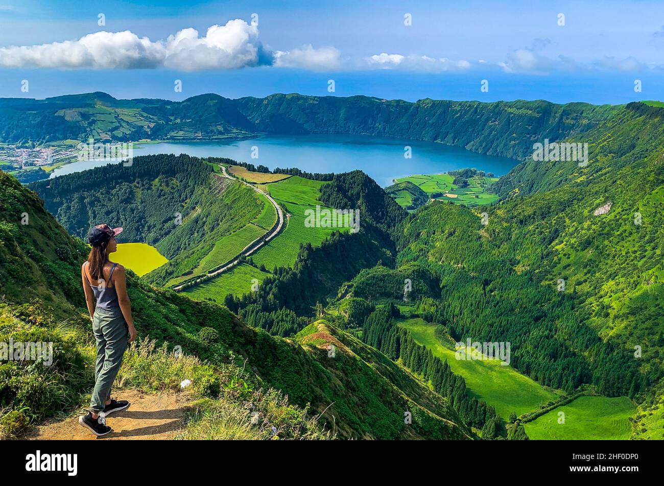 beautiful landscape of Sete Cidades lake on Sao Miguel Island Azores ...