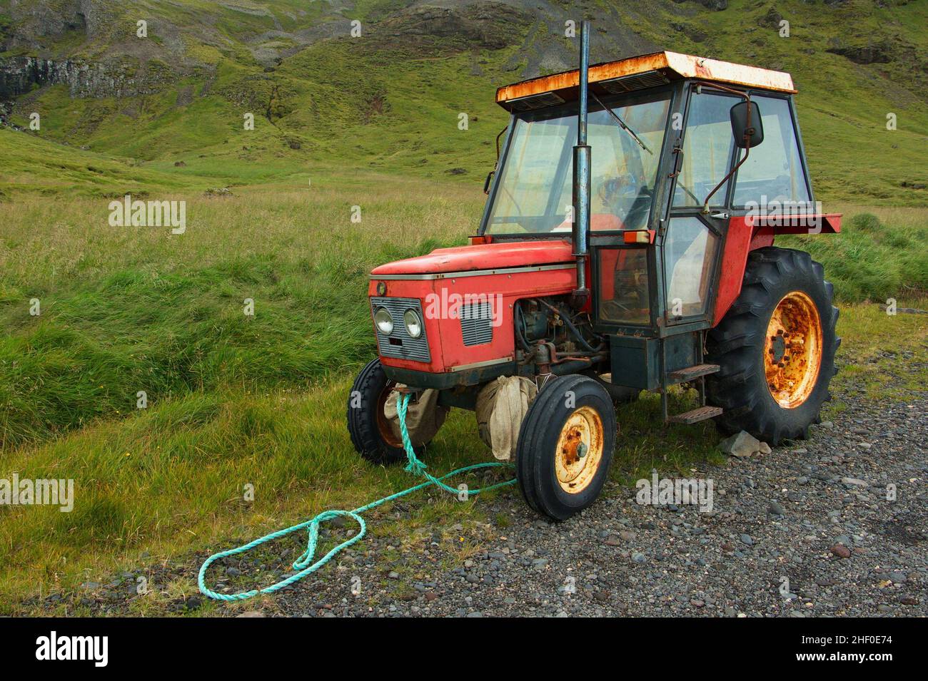 Old tractor on a farm in Iceland,Europe Stock Photo - Alamy