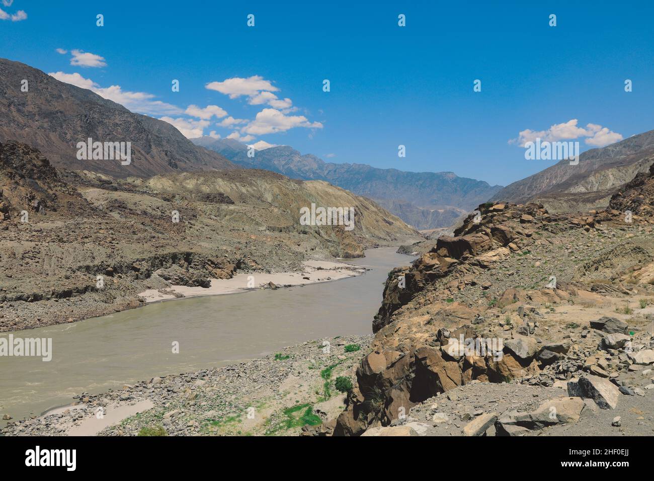 Nice View to the Dirty Water of Mountain River in Gilgit Baltistan ...