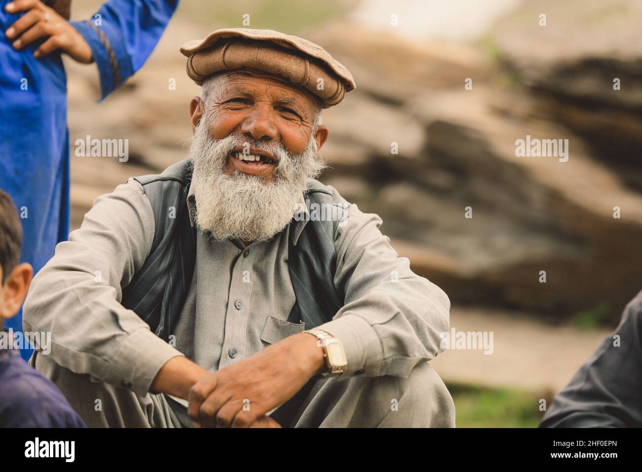 Gilgit, Pakistan - June 08, 2020: Old Pakistani Man with White Beard in ...