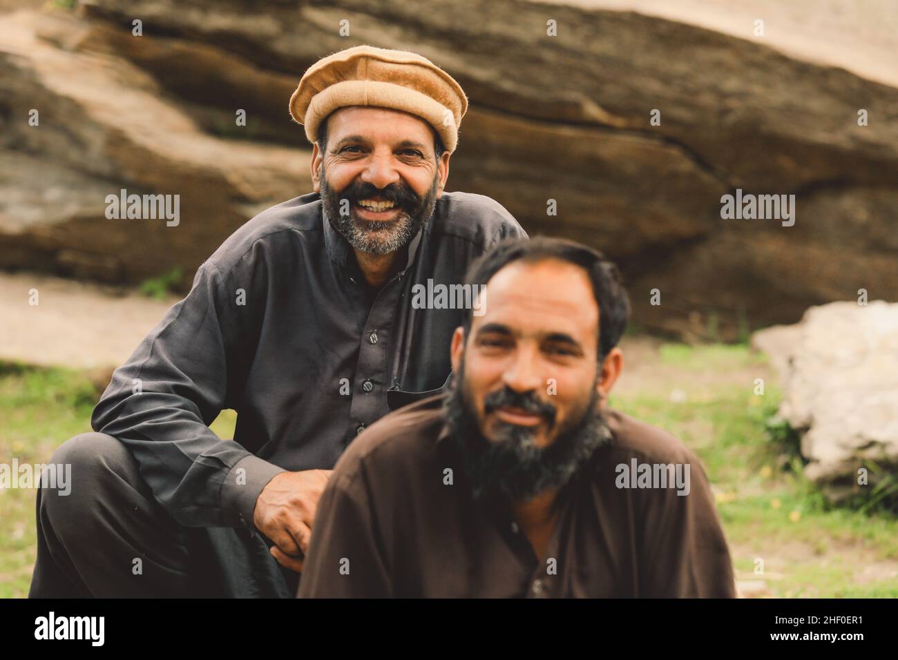 Gilgit, Pakistan - June 09, 2018: Group of an Pakistani Men smiling and ...