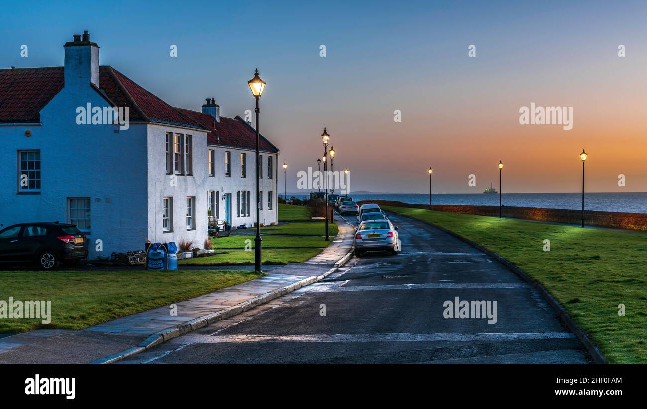 Dawn in the Fife coastal village of Dysart in Scotland, UK Stock Photo ...
