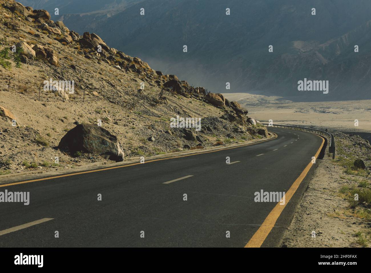 Spectacular View to the Asphalt Road in Gilgit Baltistan Mountains ...