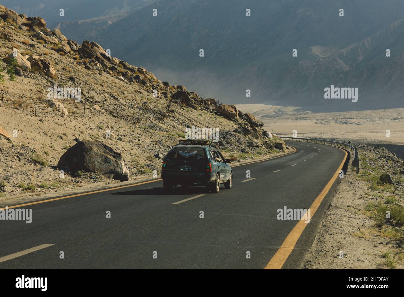 Spectacular View to the Asphalt Road in Gilgit Baltistan Mountains ...